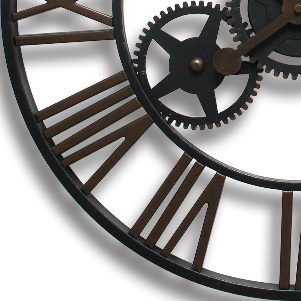 Silent Roman Numeral Gear Wall Clock - Perfect for Living Room