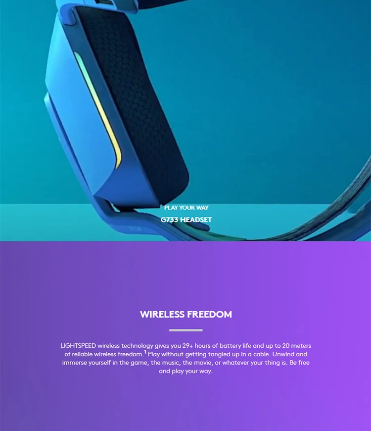 Logitech G733 Wireless RGB Gaming Headset - Immersive Audio