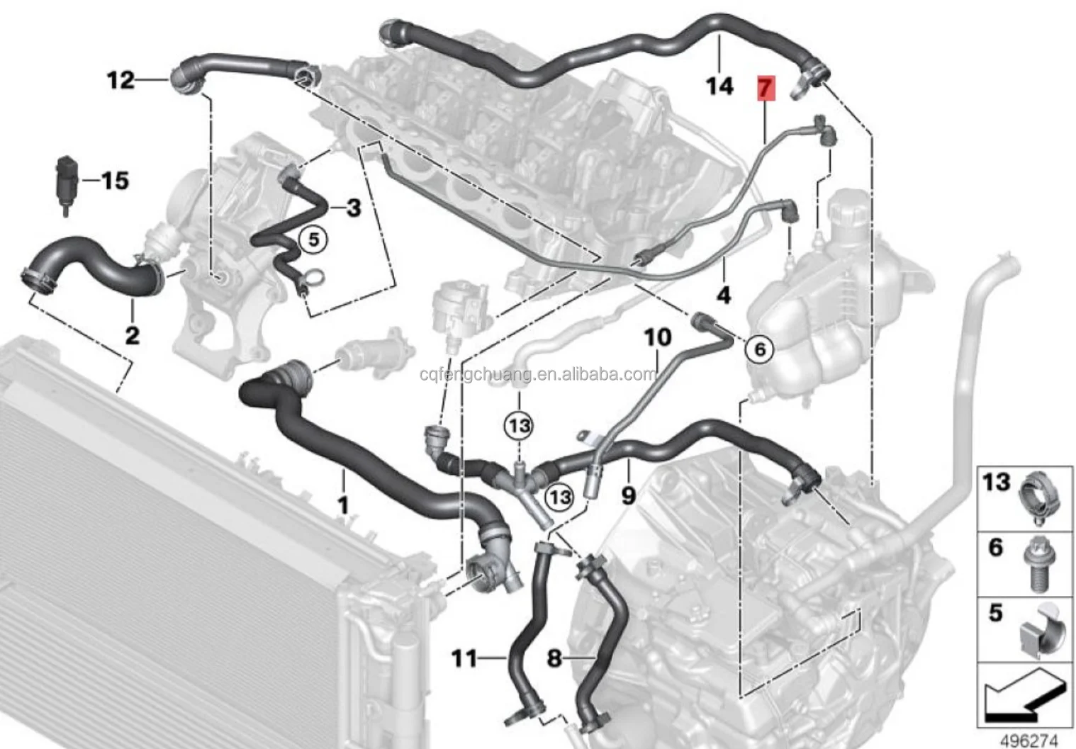 Radiator Expansion Tank Hose Pipe Exhaust Pipe 17127617366 For Bmw F52 ...