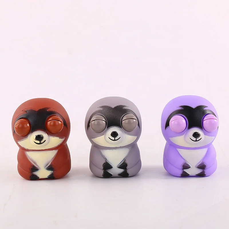 8cm Cute Sloth Animals With Pop Out Eyes Fun Squeeze Stress Relief Toys ...