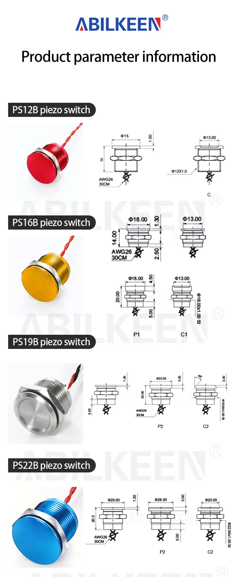 Momentary Piezo Switch Metal with LED Push Button Smart Electronics ...