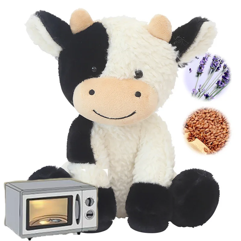 Heatable Stuffed Cow Plush Lavender Scented Microwavable Soft Toy with ...