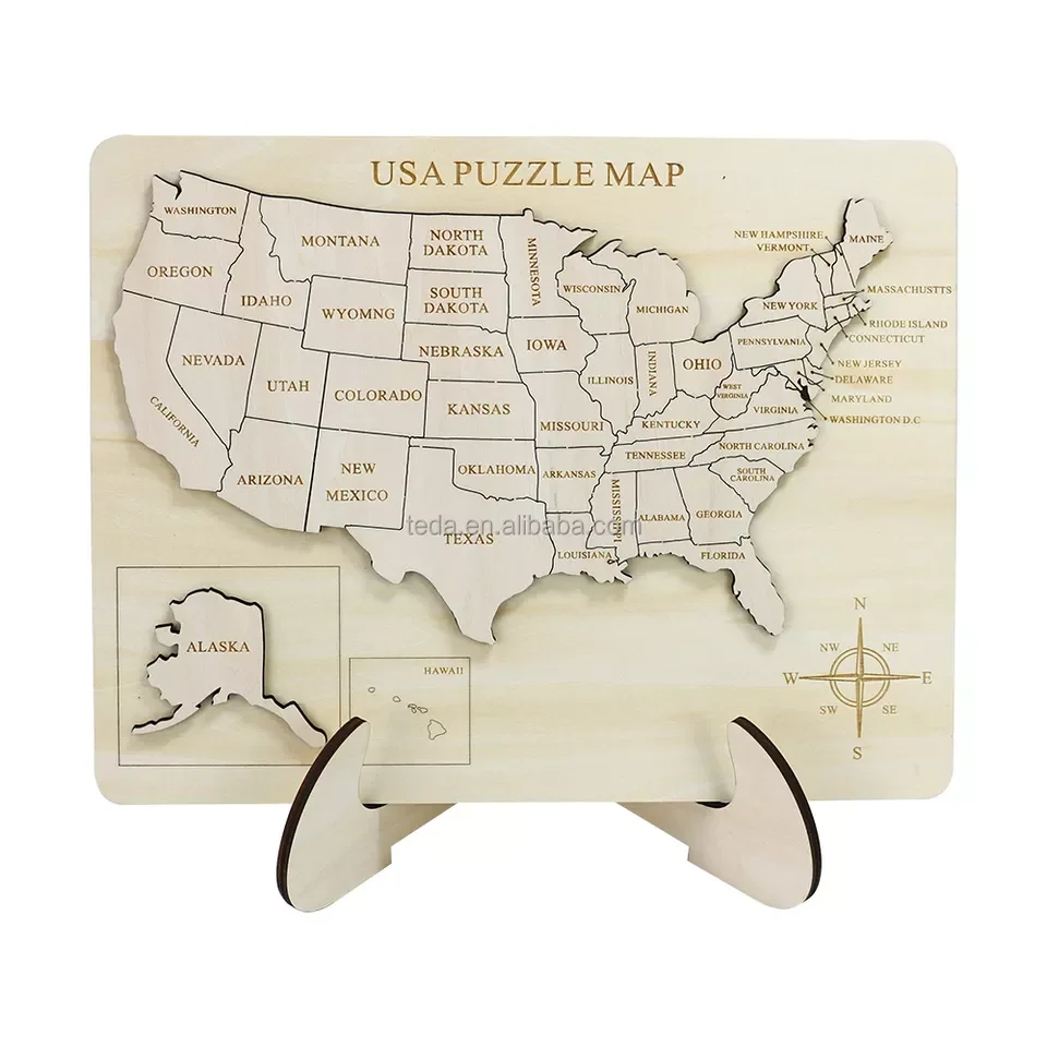 Custom Laser Cut Wooden World Map Puzzle Educational Toys Jigsaw ...