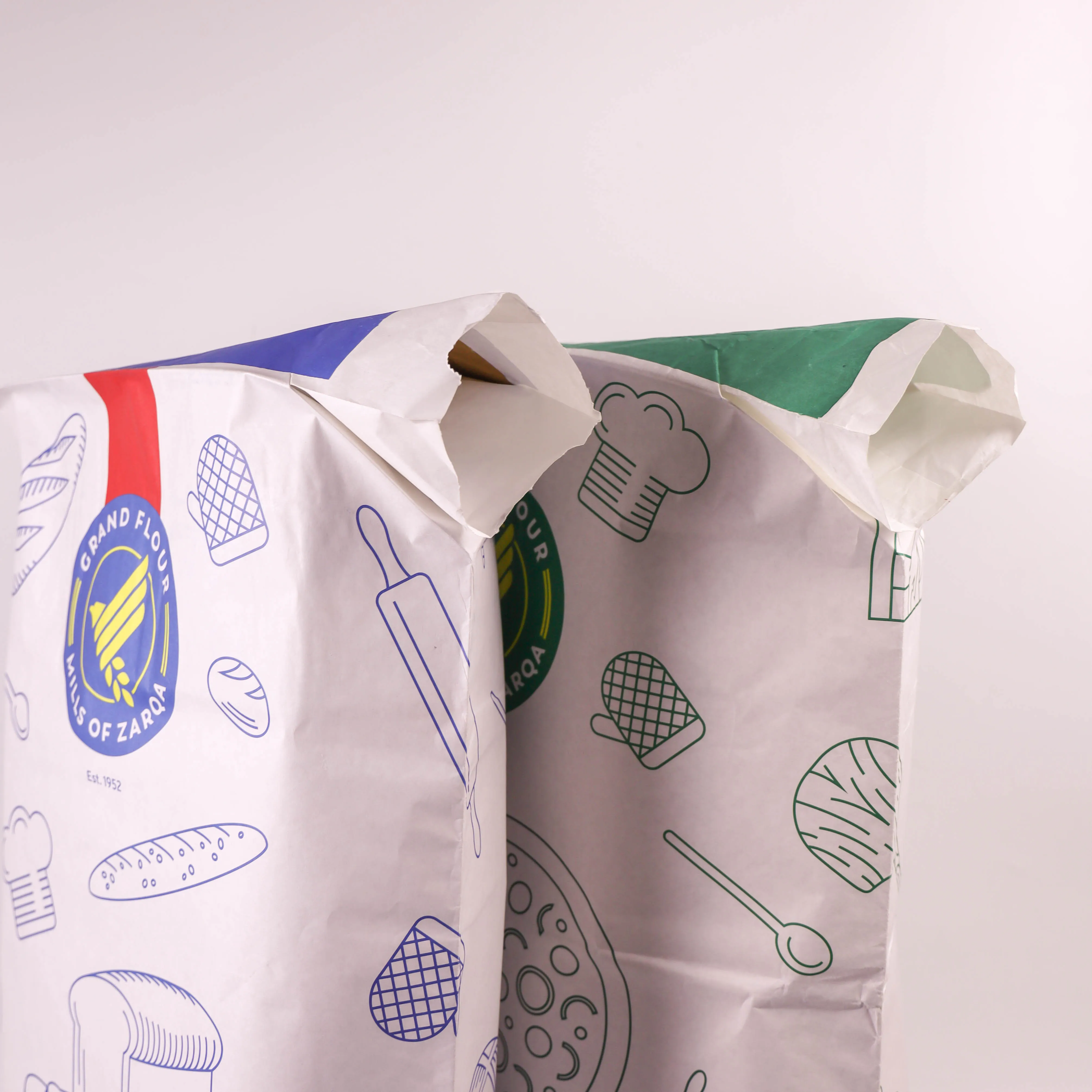 Customized Logo Recyclable Paper Flour Bags - Durable & Eco-friendly