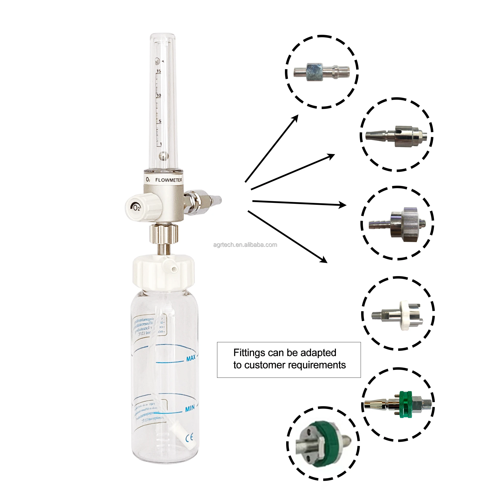 Jis Oxygen Flowmeter Brass Body Medical Flowmeter With Humidifier ...