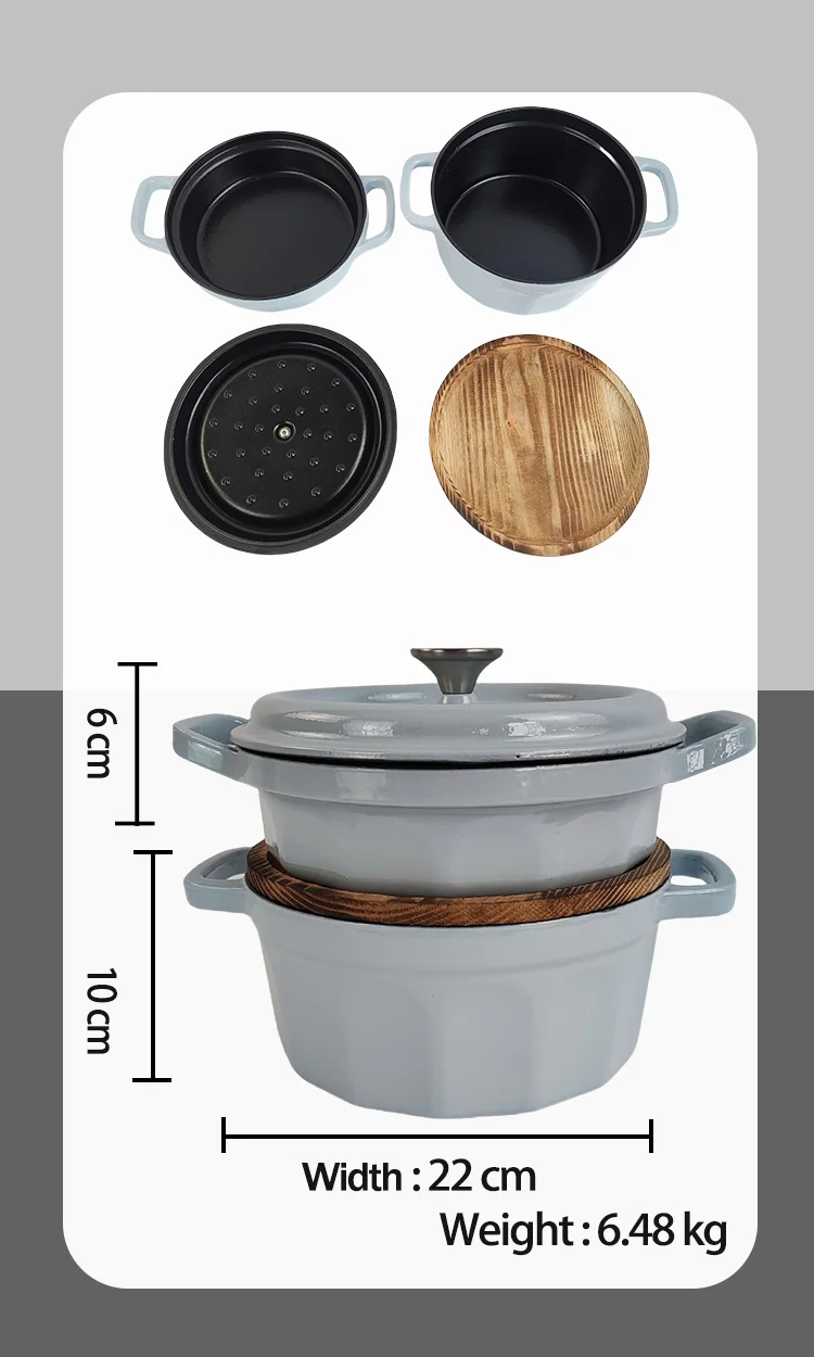Enamel Soup Non-stick Pot Household Enamel Coating Cast Iron Thickened ...
