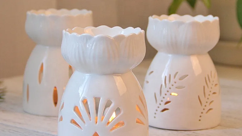 Ceramic Tealight Candle Holder Oil Burner,Tealight Wax Warmer With ...