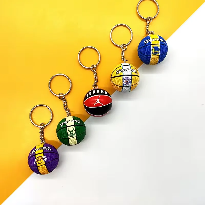 Wholesale Basketball Theme Keychain Ring PVC Rubber nba Key Chain Ball ...