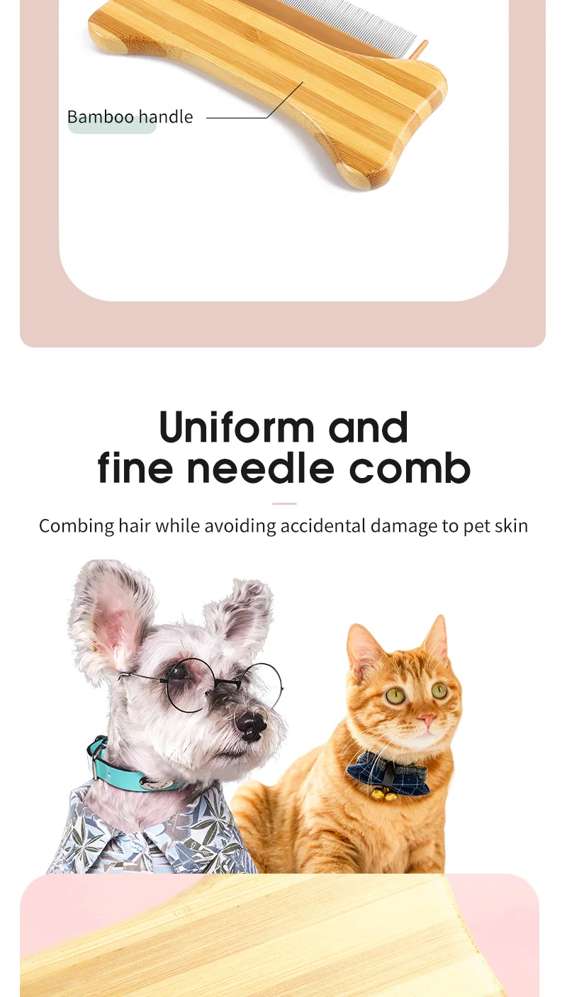 Trainpro Professional Color Bamboo Pet Flea Comb - Easily Remove Fleas ...