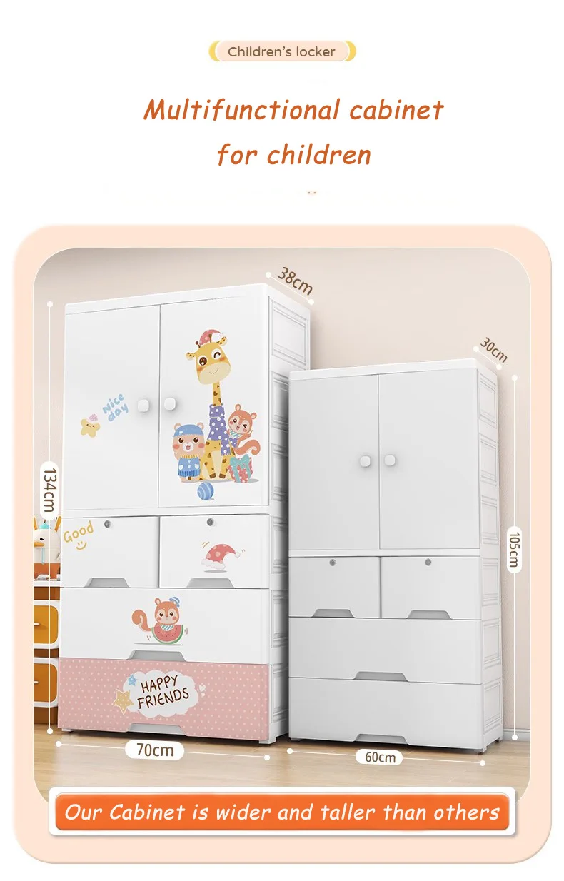 70CM Wardrobe for Children - Plastic Storage Cabinet