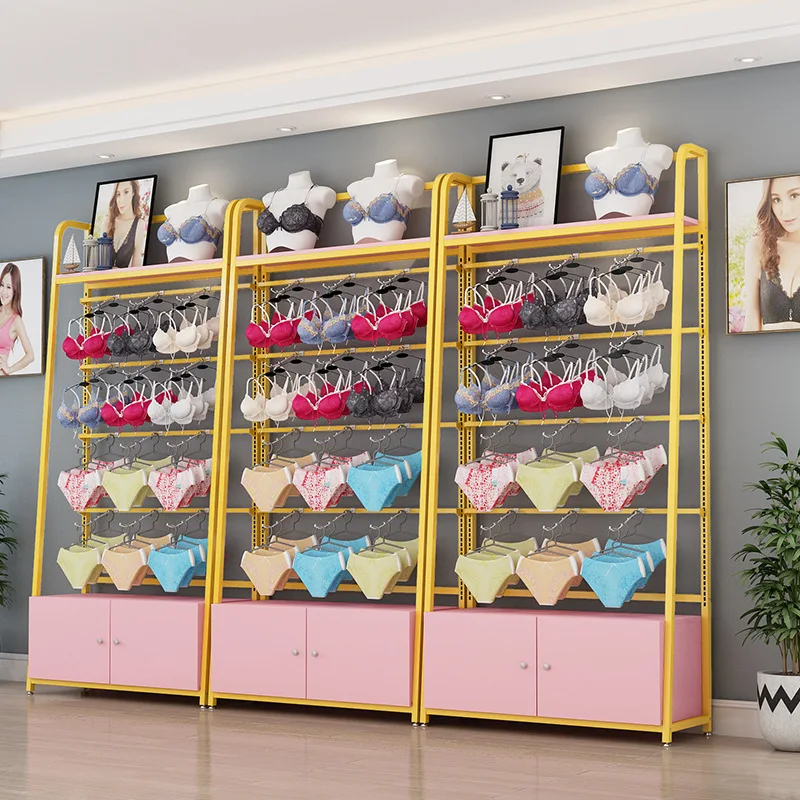 Kainice Stainless Steel Shelving Gondola with Hook Wooden Underwear ...