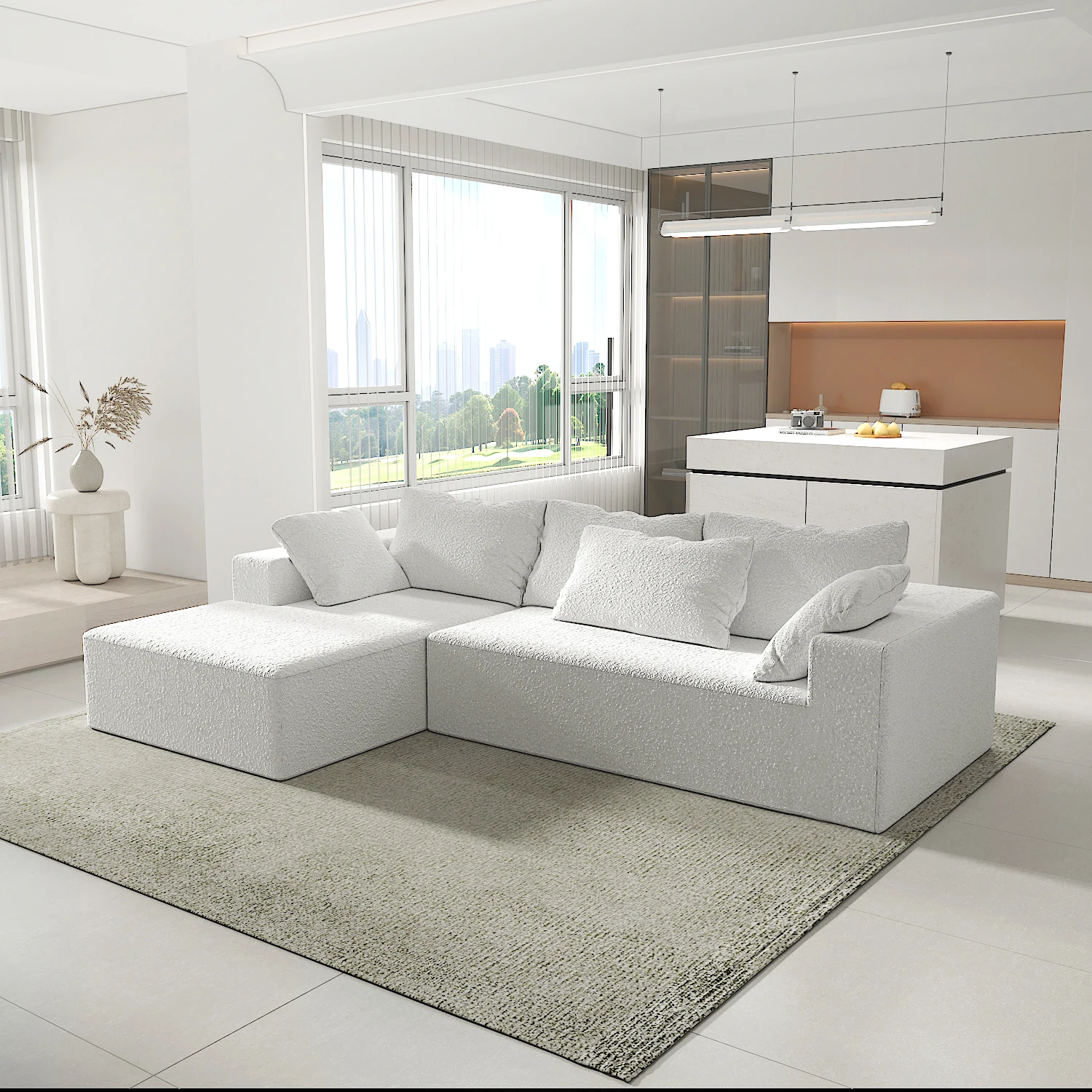 Saien Memory Foam Sofa Set Furniture Living Room Sectional Sofa ...