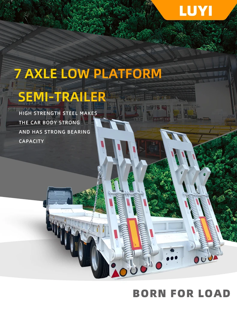 8 Axles Low Bed Boy Deck Flatbed Extendable Gooseneck Excavator ...