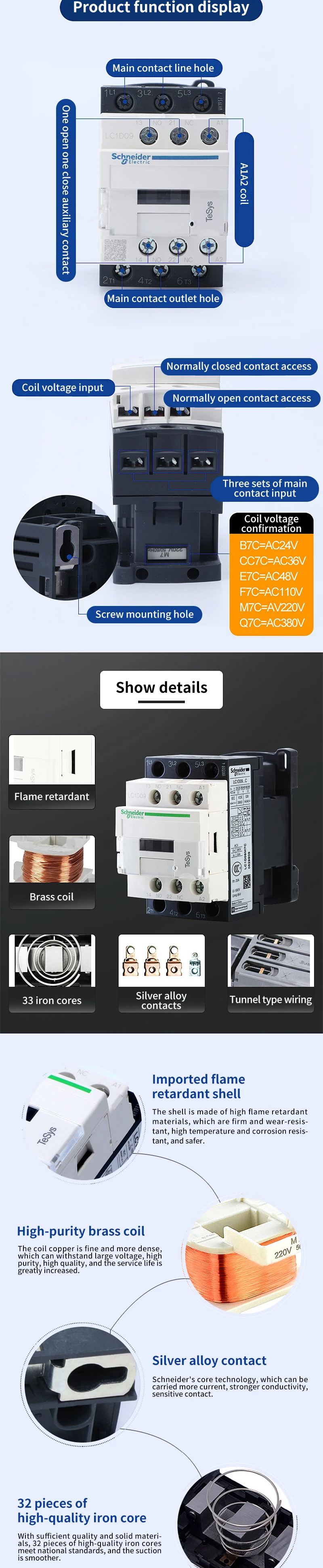 LC1 D09 Air Coil Circuit Electric Rating Ac Magnetic Contactor
