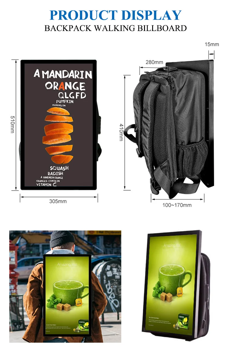 32 Inch Portable Lcd Backpack Advertising Billboard Lcd Display ...