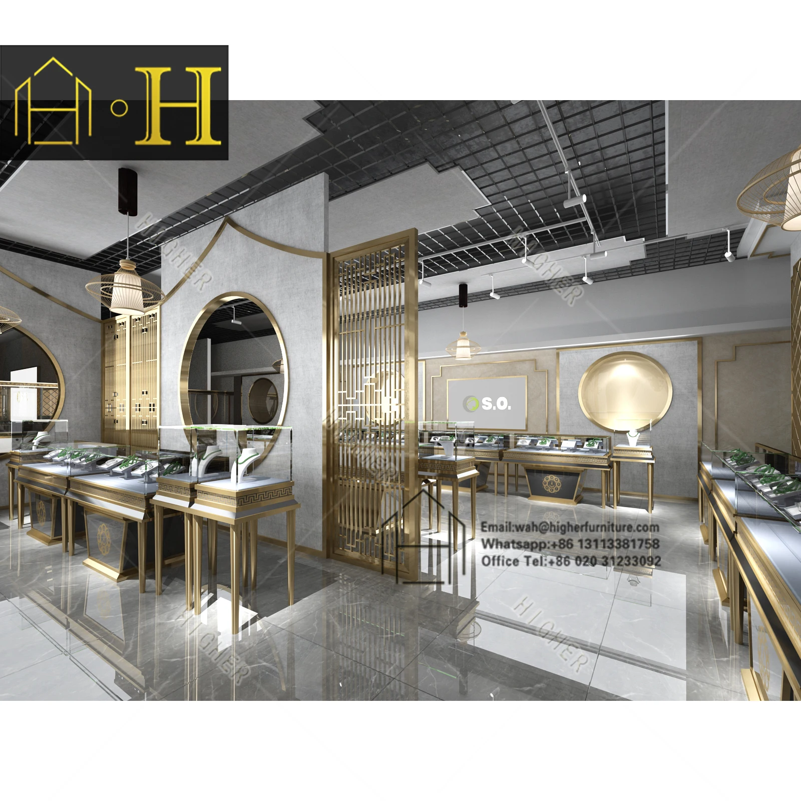 Luxury Jewelry Glass Display Showcase Jewellery Cabinet Interior Store Design Jewelry Display