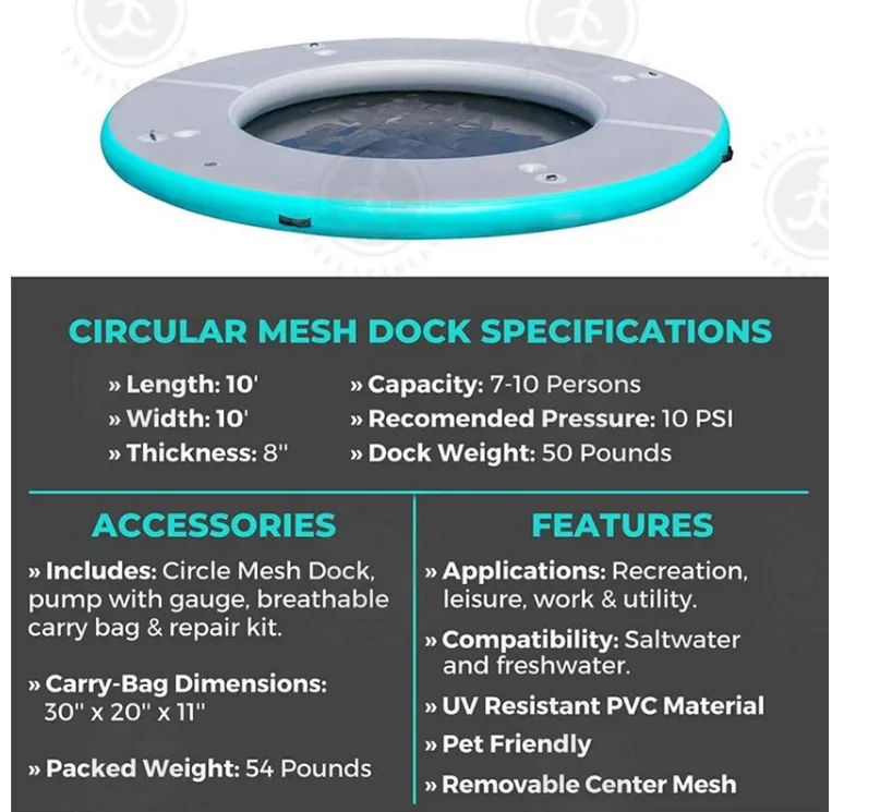 Inflatable Pool Float with Net Air Sun Pad Water Hammock