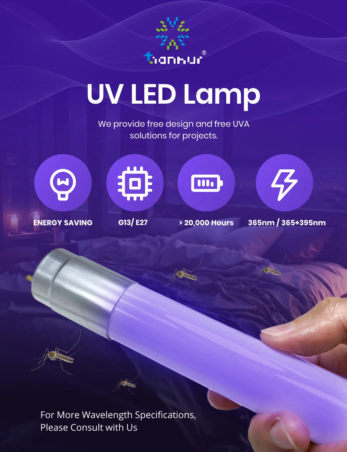 UV LED Tube 365NM 395NM G13 T8 UVA Replacement Bulbs for Bug Zappers ...