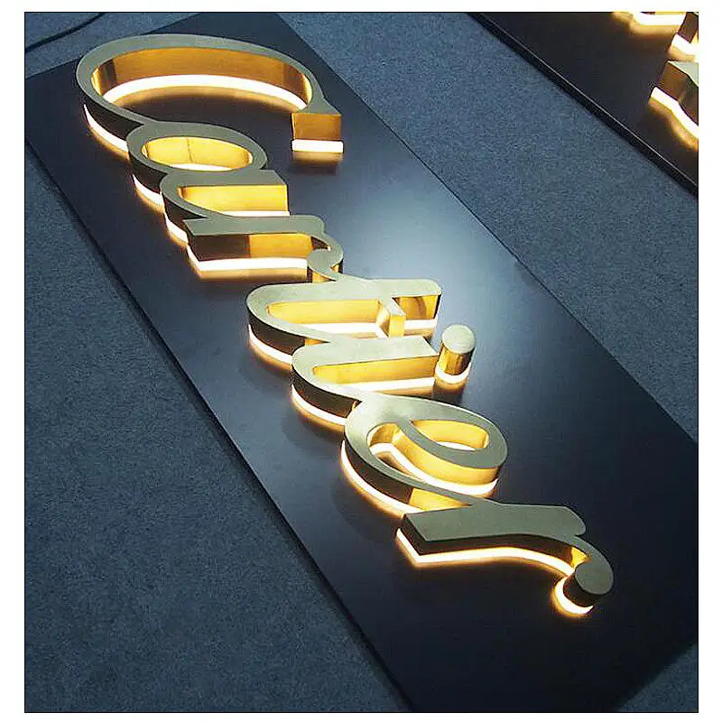 Custom 3d Led Backlit Letter Signage Led Backlit Logo Stainless Steel ...