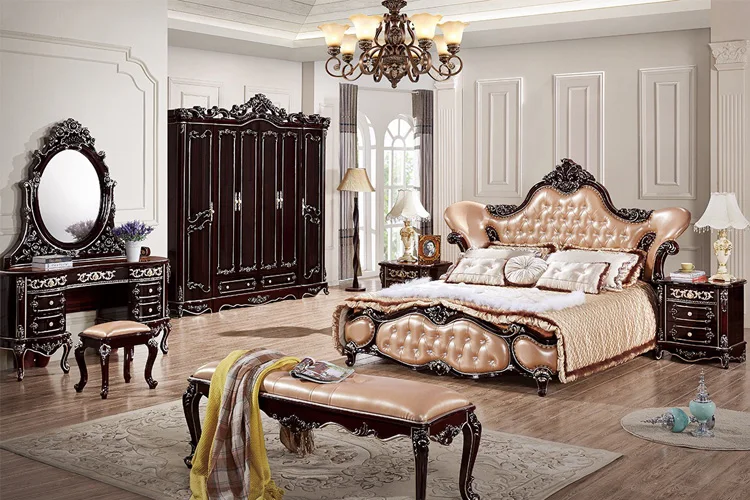 Luxury Classical European style furniture bedroom sets antique royal king home furniture bedroom set Alibaba