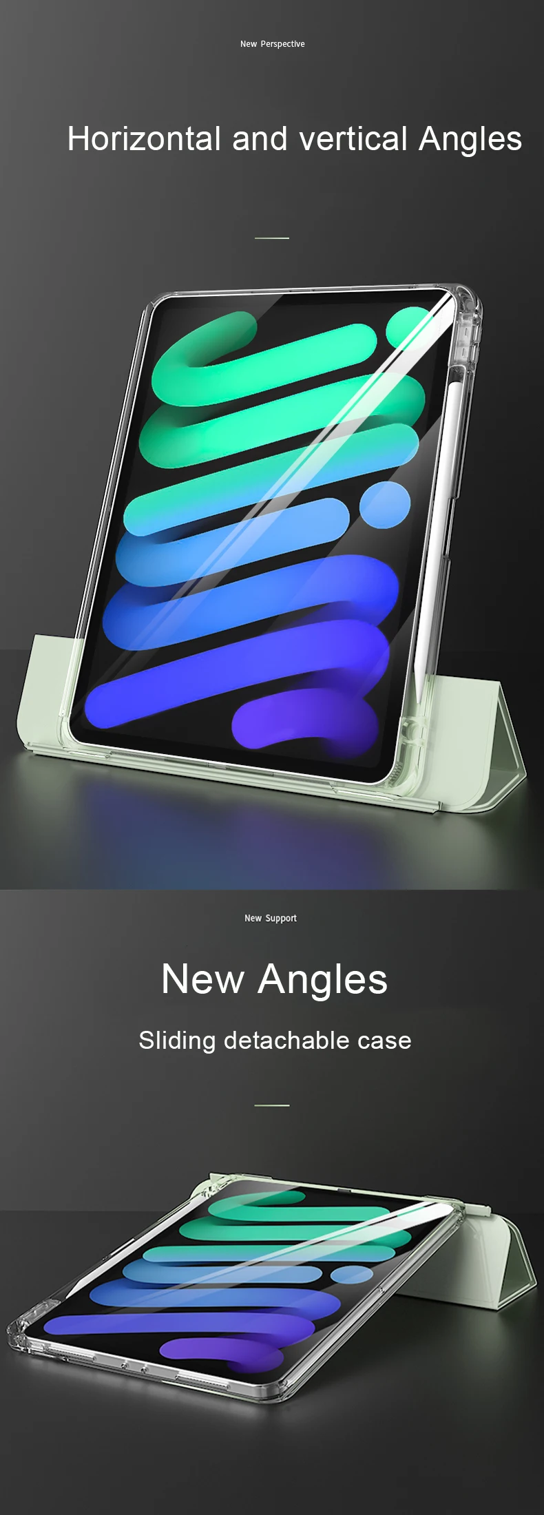 Sliding Detachable Case Trifold Leather Clear Case for Apple iPad Air4 Air5| Alibaba.com