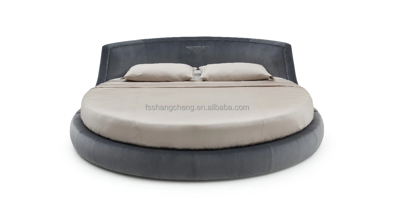 Italian Modern Luxury Furniture Genuine Leather Round Bed Double Bed ...