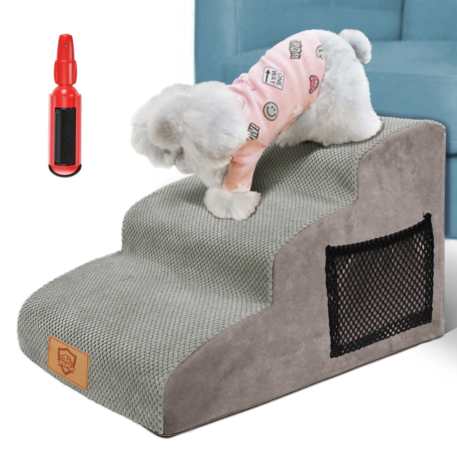 Khaki Waterproof Pet Ladder 50 Pounds Bearing Capacity Adjustable Dog ...