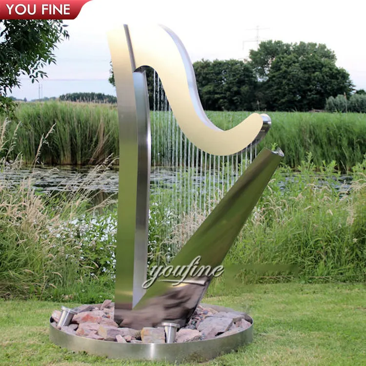 Outdoor Garden Modern Metal Water Feature - Stainless Steel