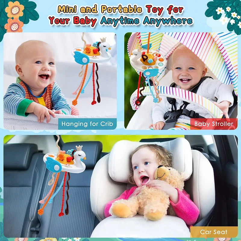 Baby Sensory Silicone Pull String Montessori Sensory Toys Baby Pull ...