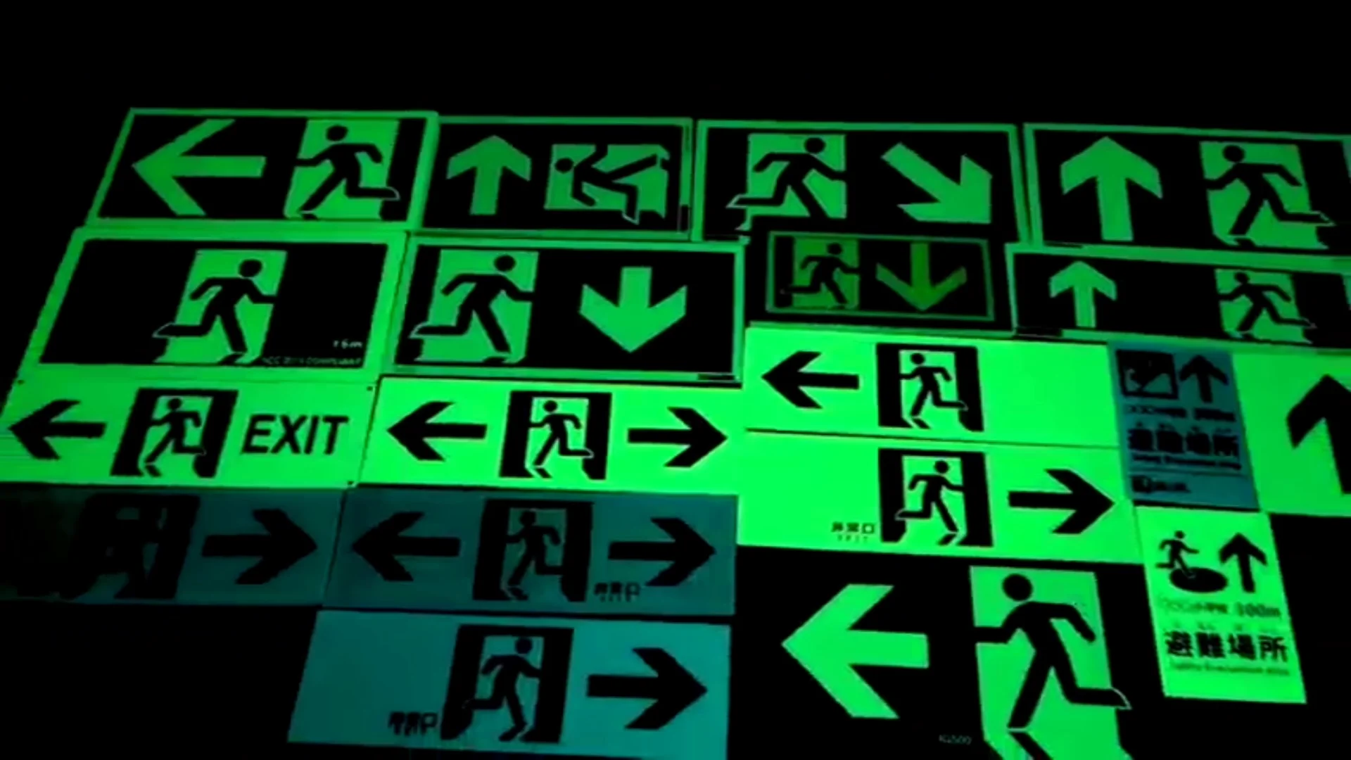Emergency Exit Sign Luminescent Sign Evacuation Pvc Luminous Safety ...