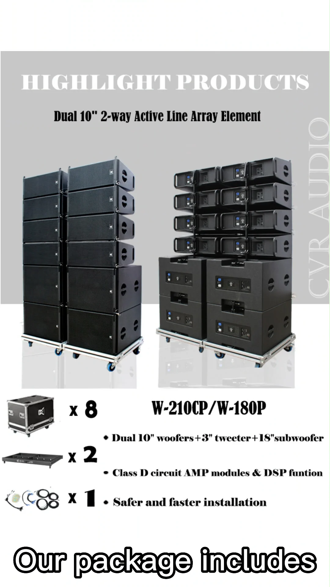 Two Way Line Array System Stage Professional Speaker With Dual 10 Inch Woofer & Neodymium 3 Inch ...