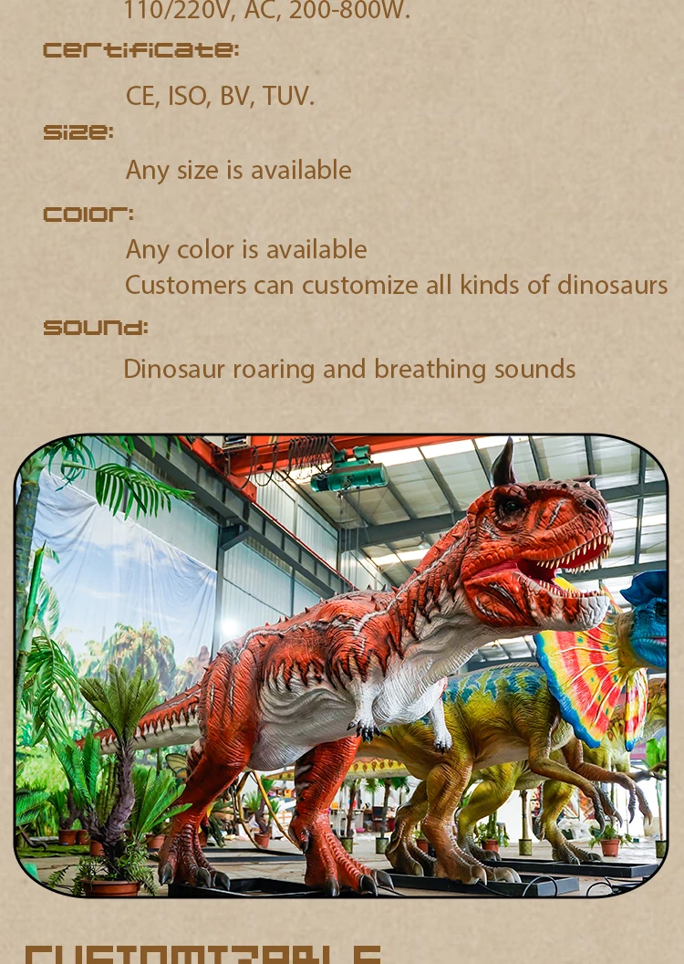 Carnotaurus Realistic Robotic Dinosaur Model for Outdoors