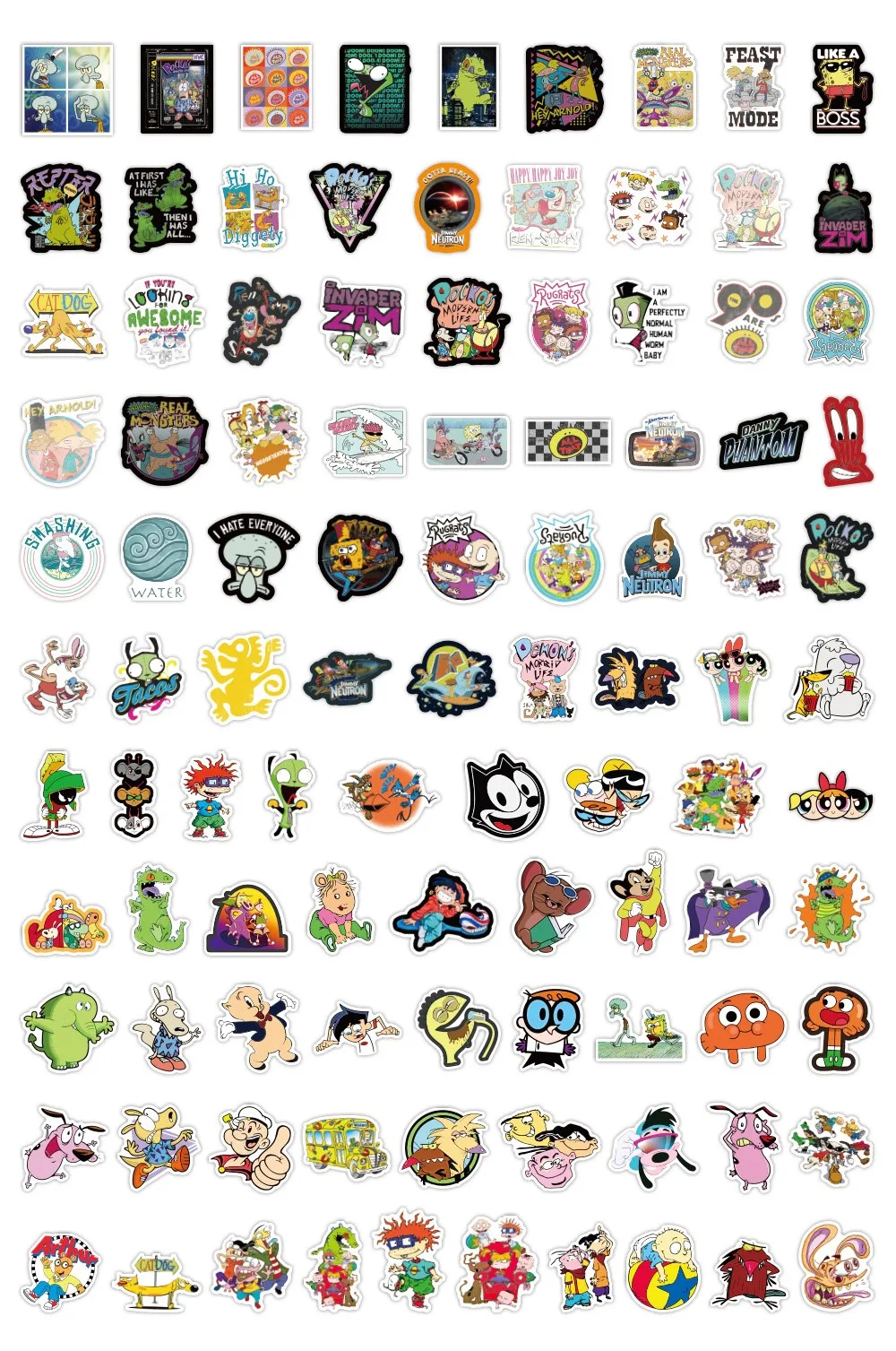 100Pcs Classic 90s Cartoon Graffiti Stickers - PVC Decorative Wall Art ...