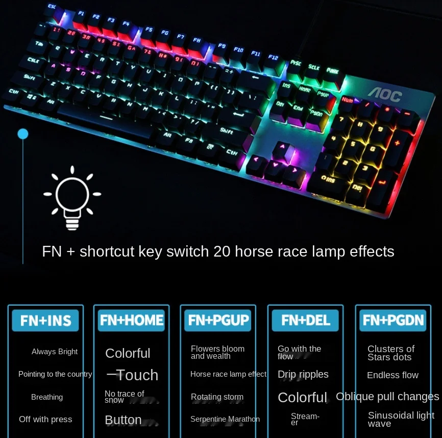 Mechanical Keyboard Aoc Gk410 Green Axis Black Axis Tea Axis Gaming ...