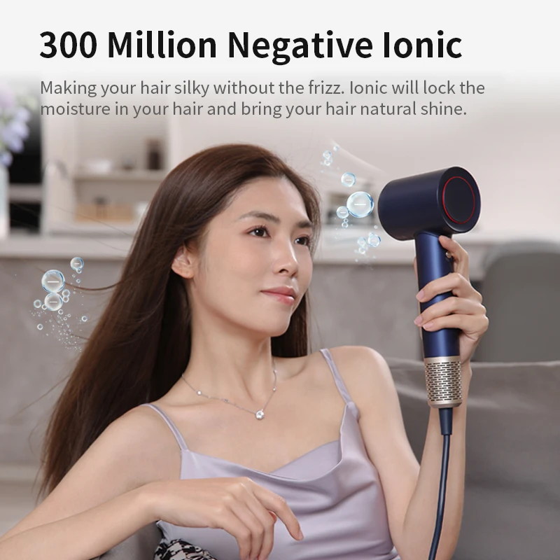 Negative Ionic Blow Dryer With Diffuser Nozzle 110000 Rpm High Speed For Fast Drying Low Noise ...