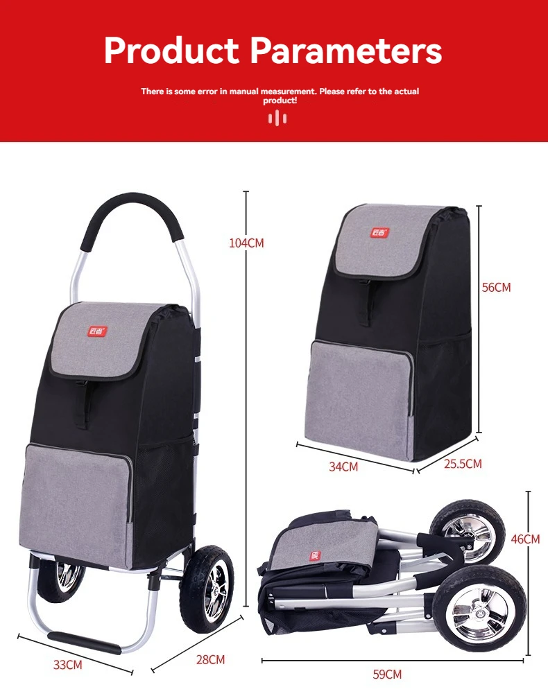 Custom Foldable Trolley - Elderly Shopping Cart with 2 Wheels