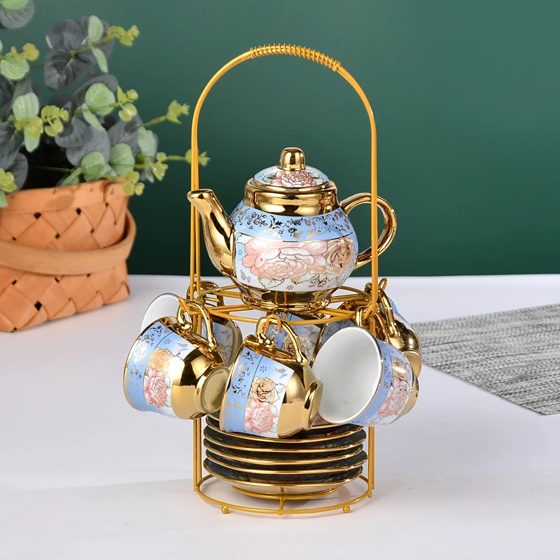 Modern Luxury Tea Set Custom Chinese Ceramic Tea Cup Pot Gold Plated ...