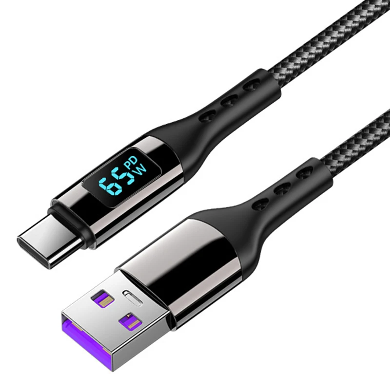 5a Led Digital Display Light Usb Data Cable Type C To Usbc 65w Type C ...