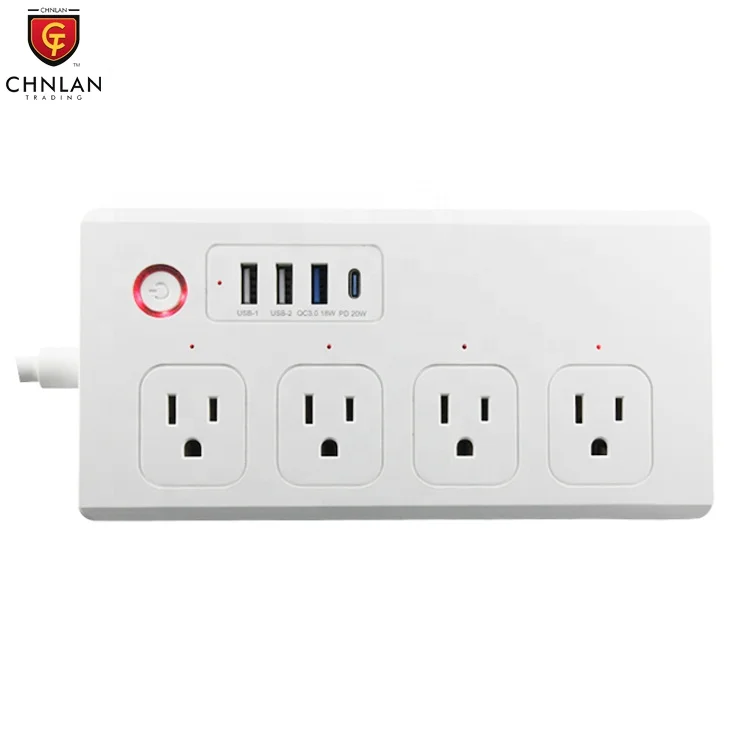 Usa Standard Alexa Google Home Electrical 4 Extension Socket Outlet +4 ...