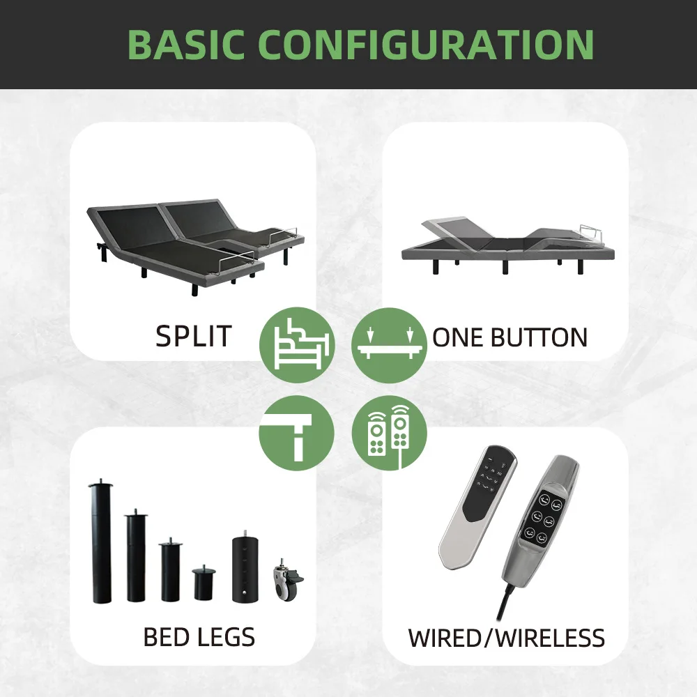 Remote Control Split Smart Foldable Folding Single King Adjustable ...