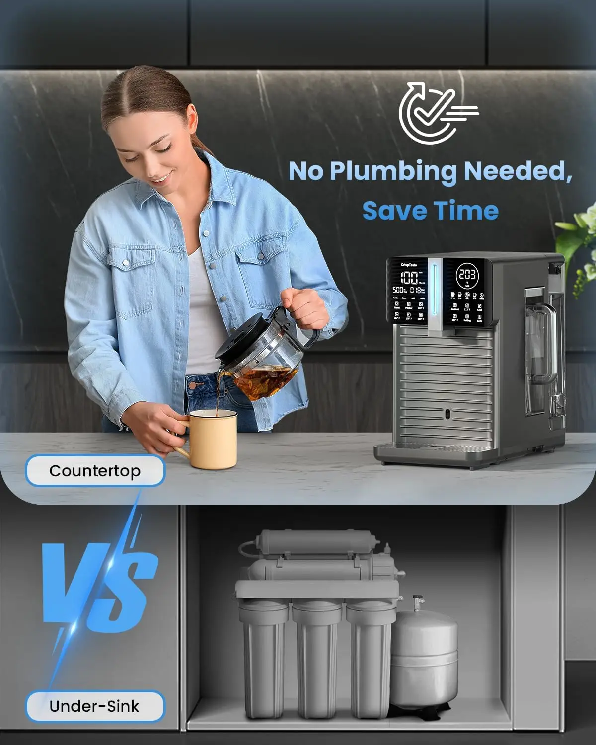 Myteck 2025 Table Top Water Filter Dispenser - Portable & Efficient