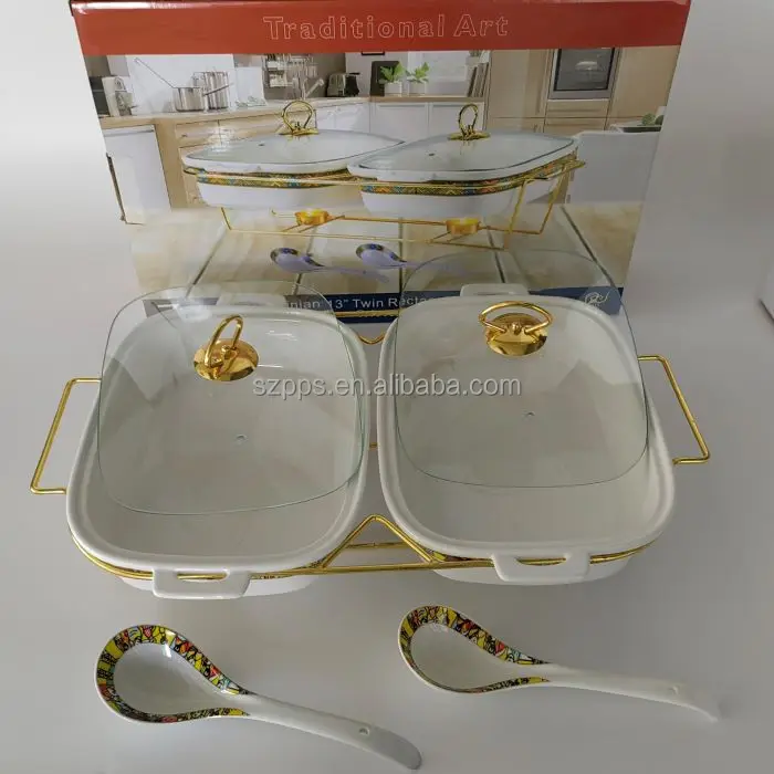 Ceramic Chafing Dish Buffet Dishes - Food Warmer Set