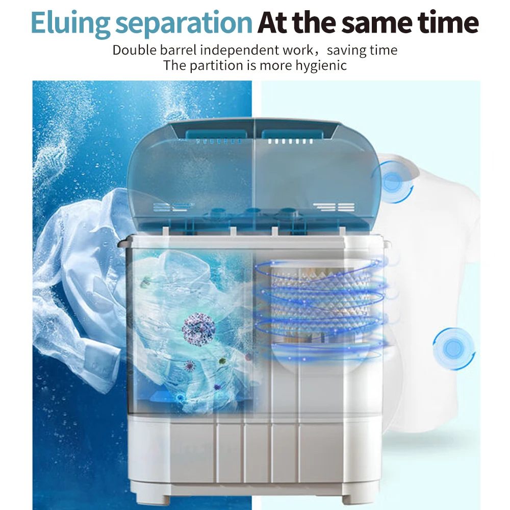 Double Barrel Mini Washing Machine With Spin Dryer Semi Automatic ...