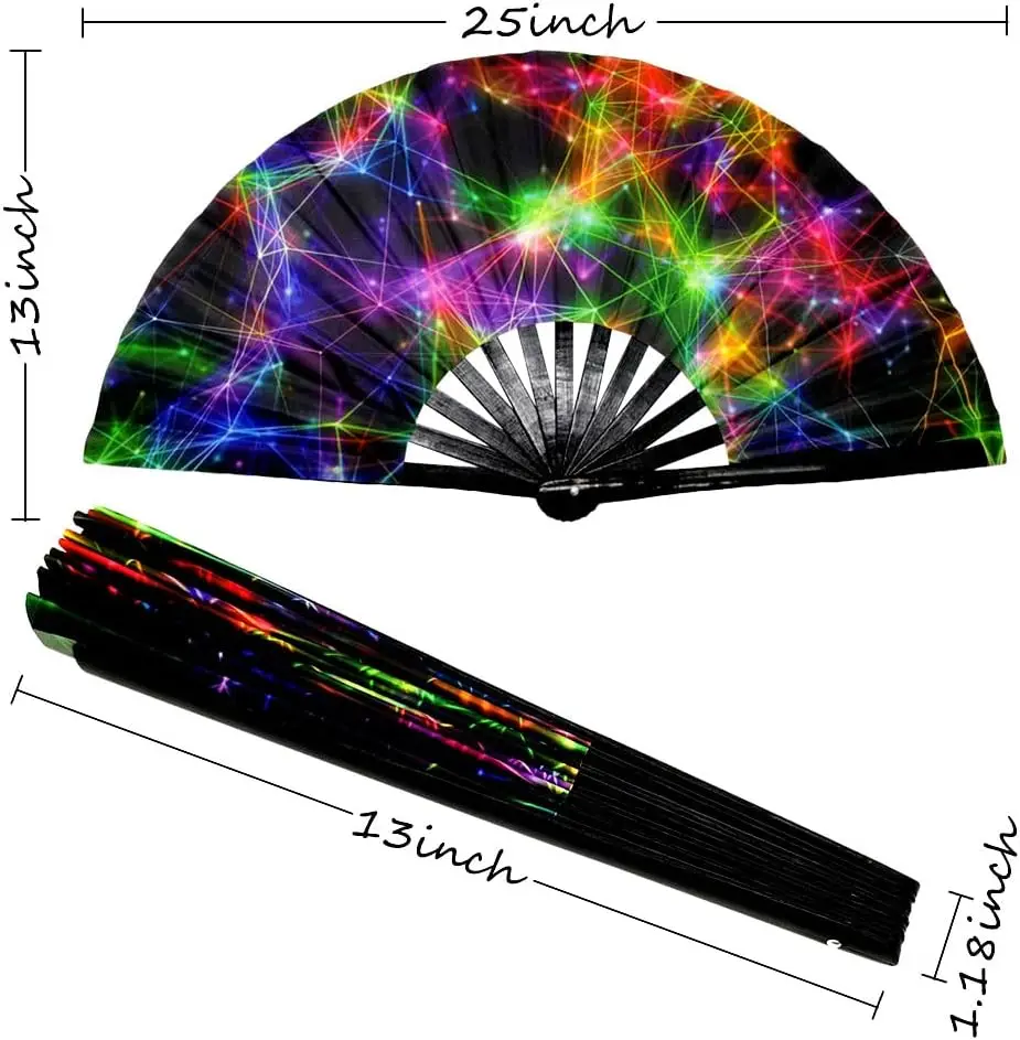 Bsbh Luxury Large Clack Bamboo Hand Fan Custom Logo Folk Art Style For ...