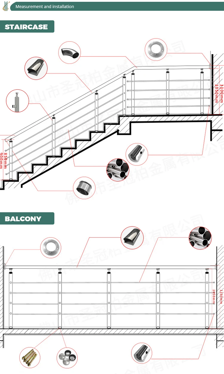Modern Style 8-13mm Frameless Glass Railing Stainless Steel Balustrade ...