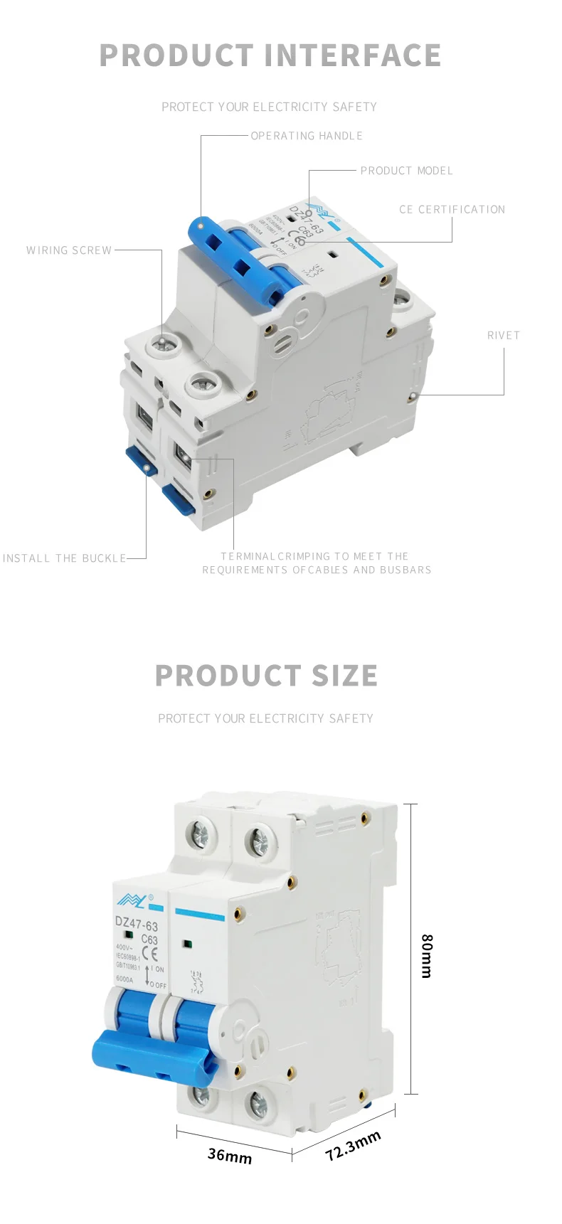 High Quality Schneiderse Mcb Acti9 Ic65n Series 3p 1a 2a 3a 4a 6a 10a 16a 20a 25a 32a 40a 50a ...