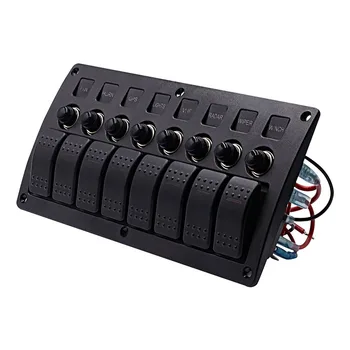 8 Gang Led Boat Rocker Switch Panel 12v Illuminated Momentary Rocker ...