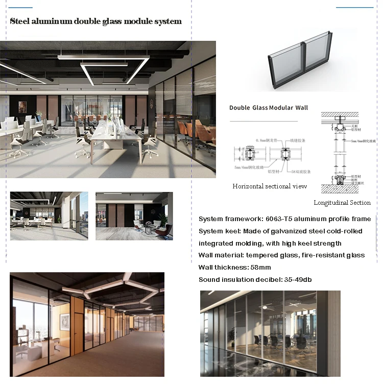 Eco-Friendly All-Steel Modular Metal Office Partitions Demountable Wood ...