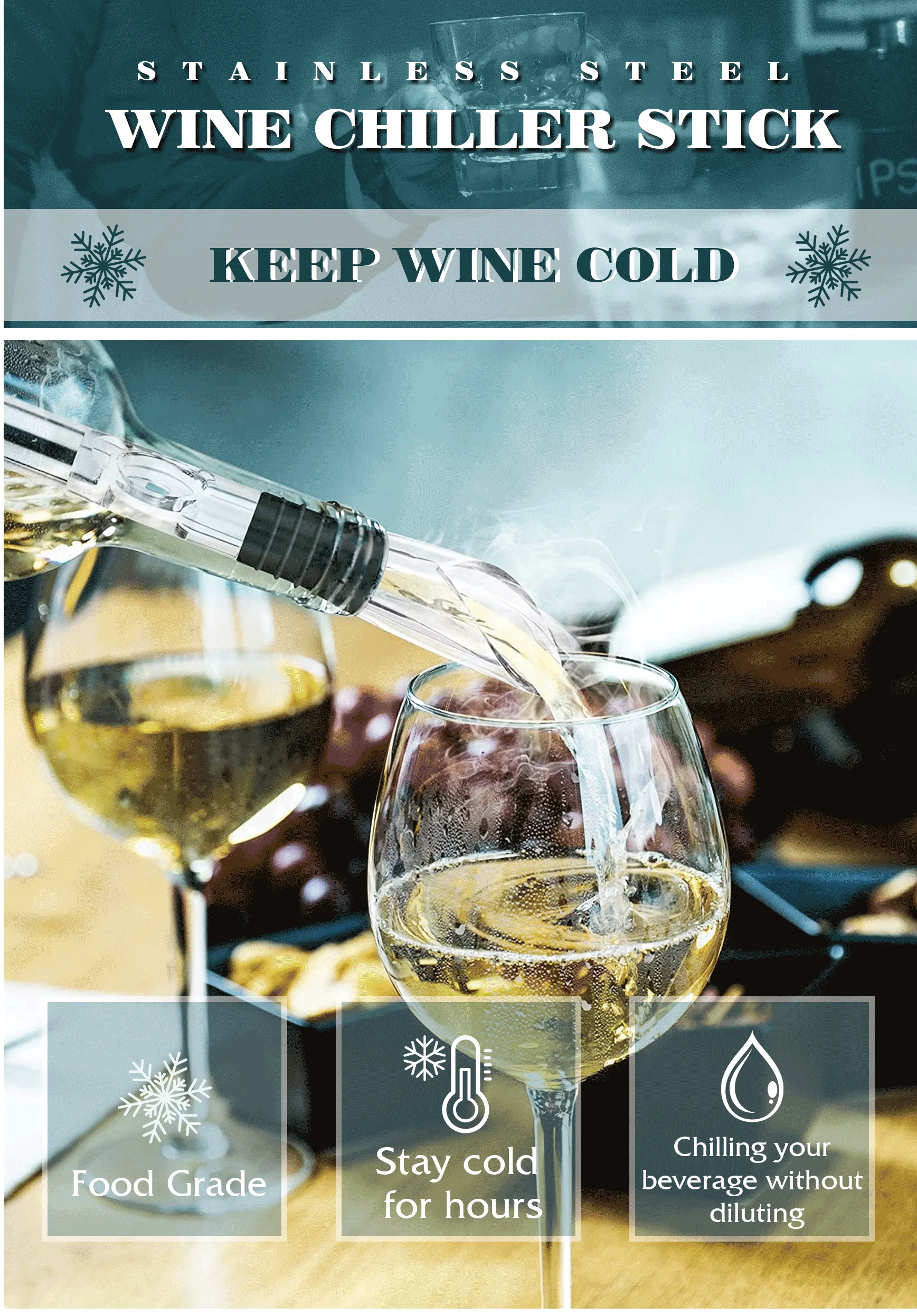 High-end Gift Box Of Wine Chiller Stick Stainless Steel Wine Bottle ...