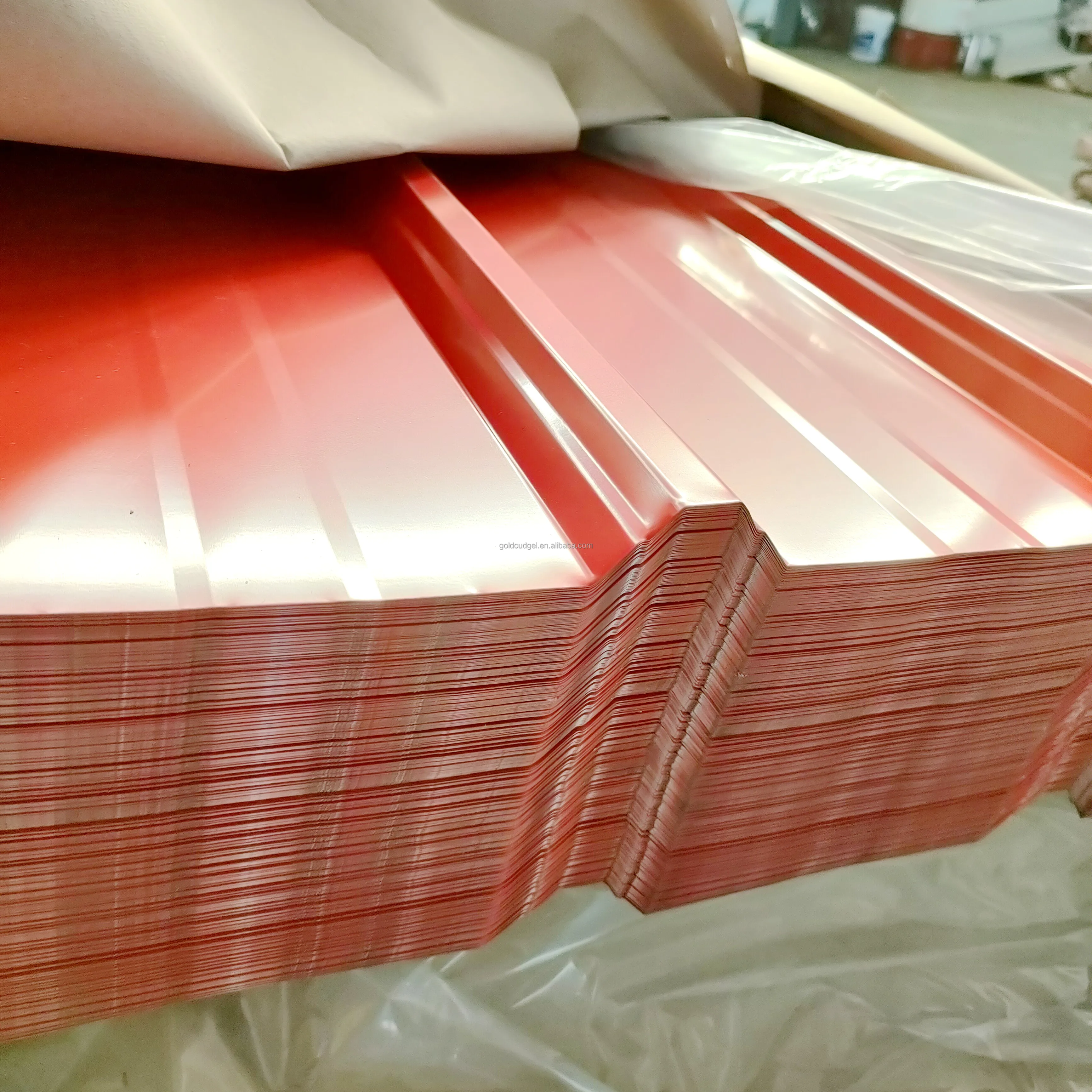 Alibaba.com: Red color PPGI corrugated steel sheet, PVC film laminated ...